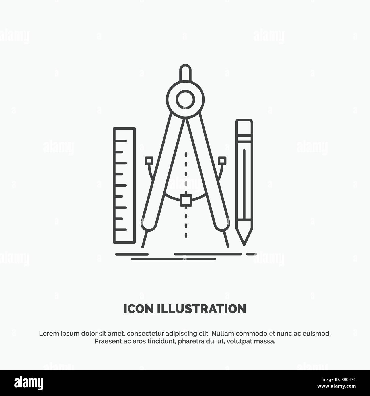 Build, design, geometry, math, tool Icon. Line vector gray symbol for UI and UX, website or ...