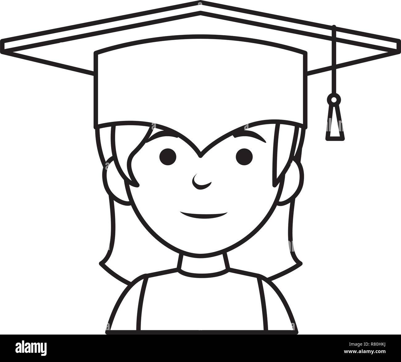 little schoolgirl with hat graduation Stock Vector Image & Art - Alamy