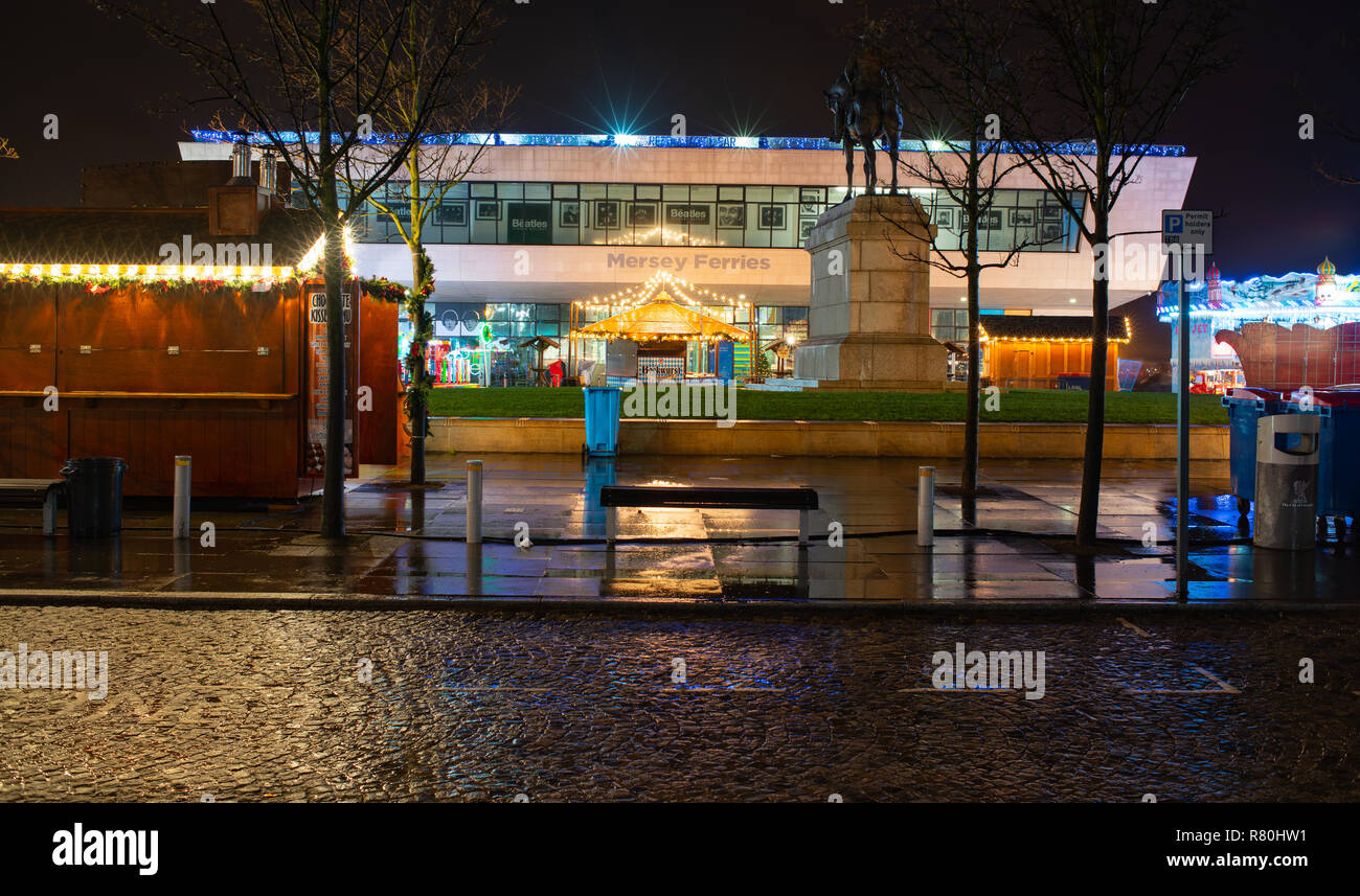 Mersey Ferries Terminal, Pier Head, Liverpool, following a downpour ...