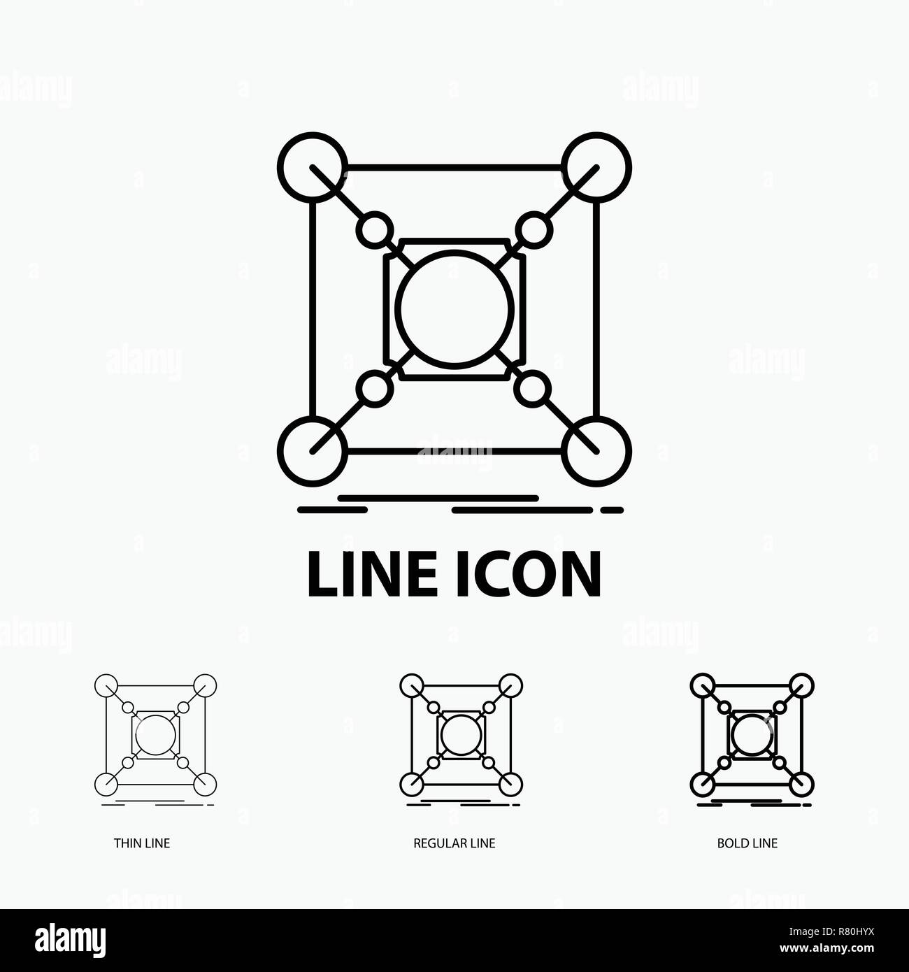 Base, center, connection, data, hub Icon in Thin, Regular and Bold Line ...
