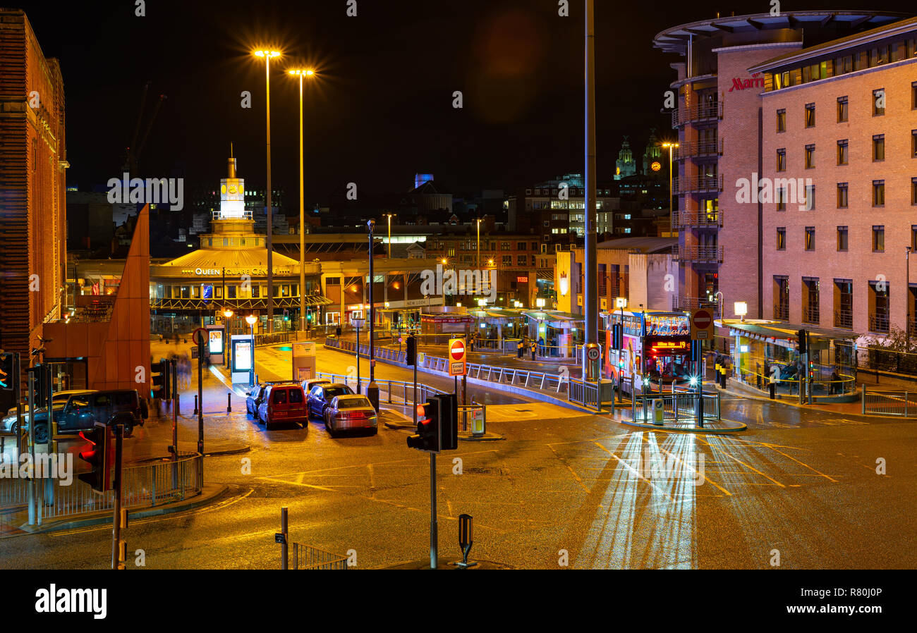 Queens Square, Liverpool, Liver Building in the distance. Image taken ...