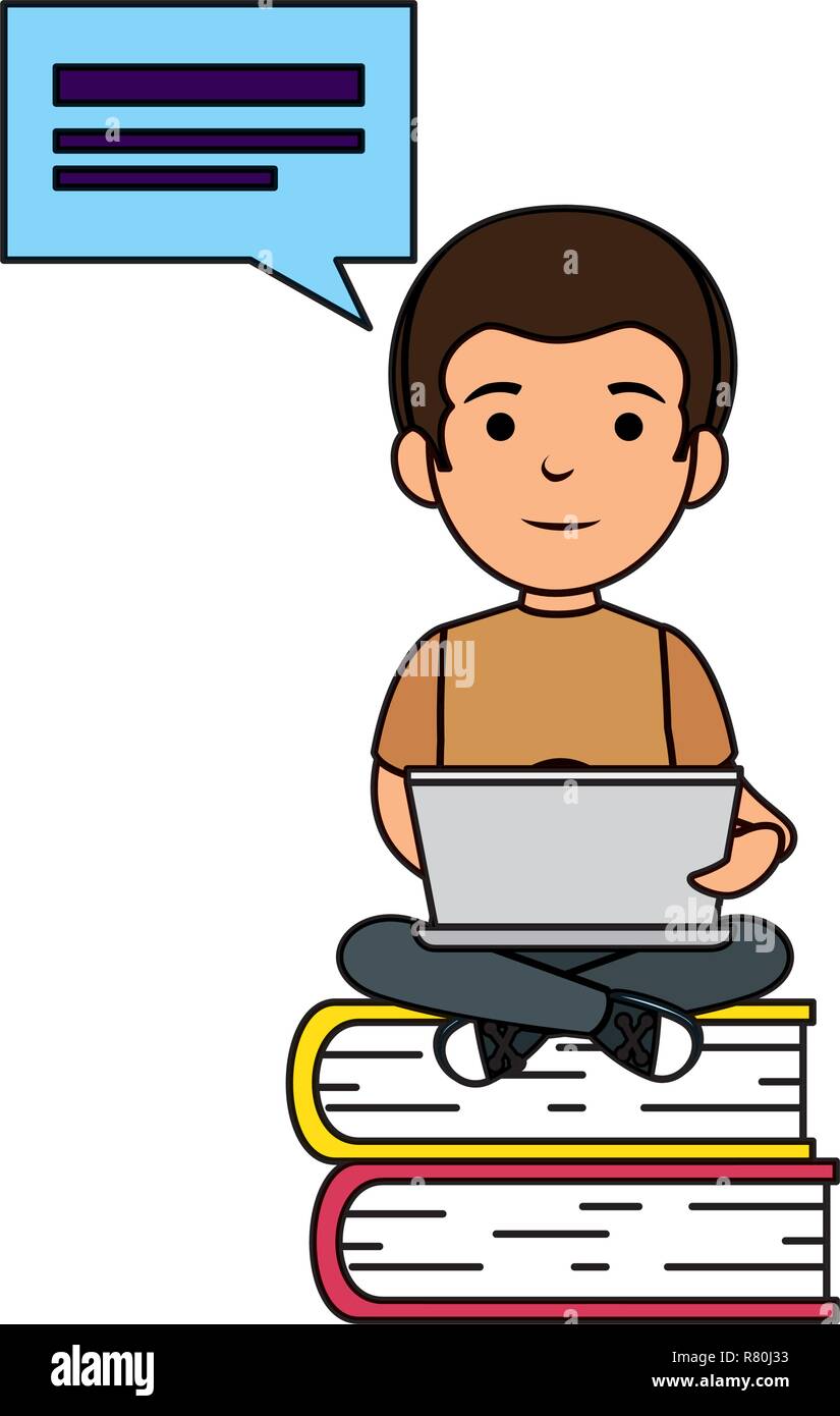 little schoolboy with laptop computer Stock Vector Image & Art - Alamy