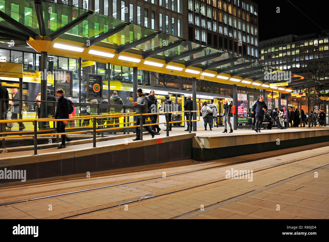 Night time metrolink tram hi-res stock photography and images - Alamy