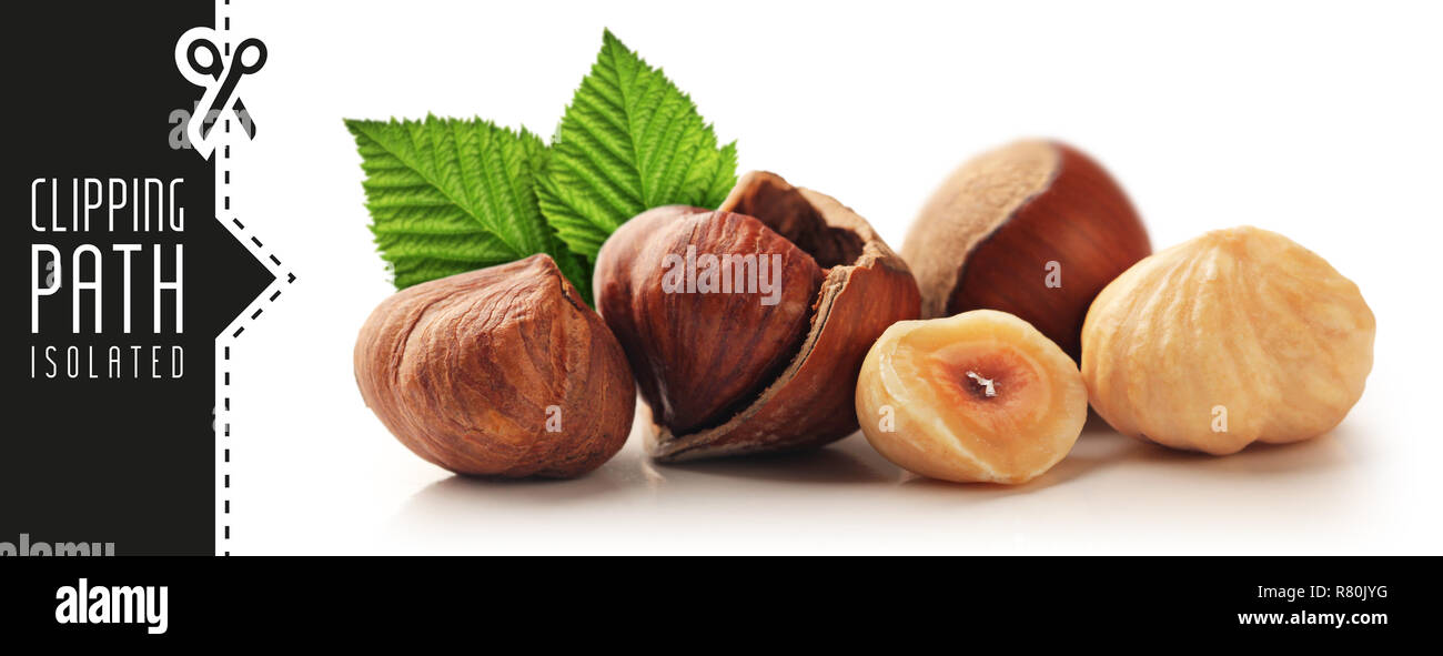 Hazelnut set with clipping path Stock Photo - Alamy