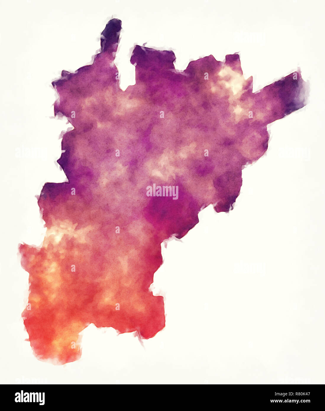 Uri canton watercolor map of Switzerland in front of a white background ...