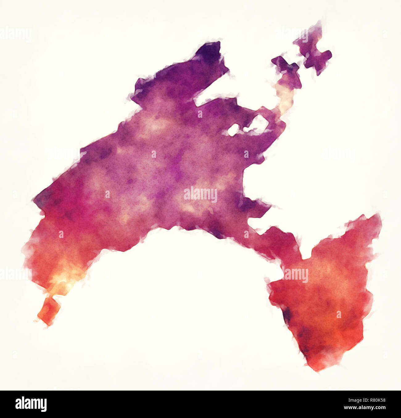 Vaud canton watercolor map of Switzerland in front of a white ...