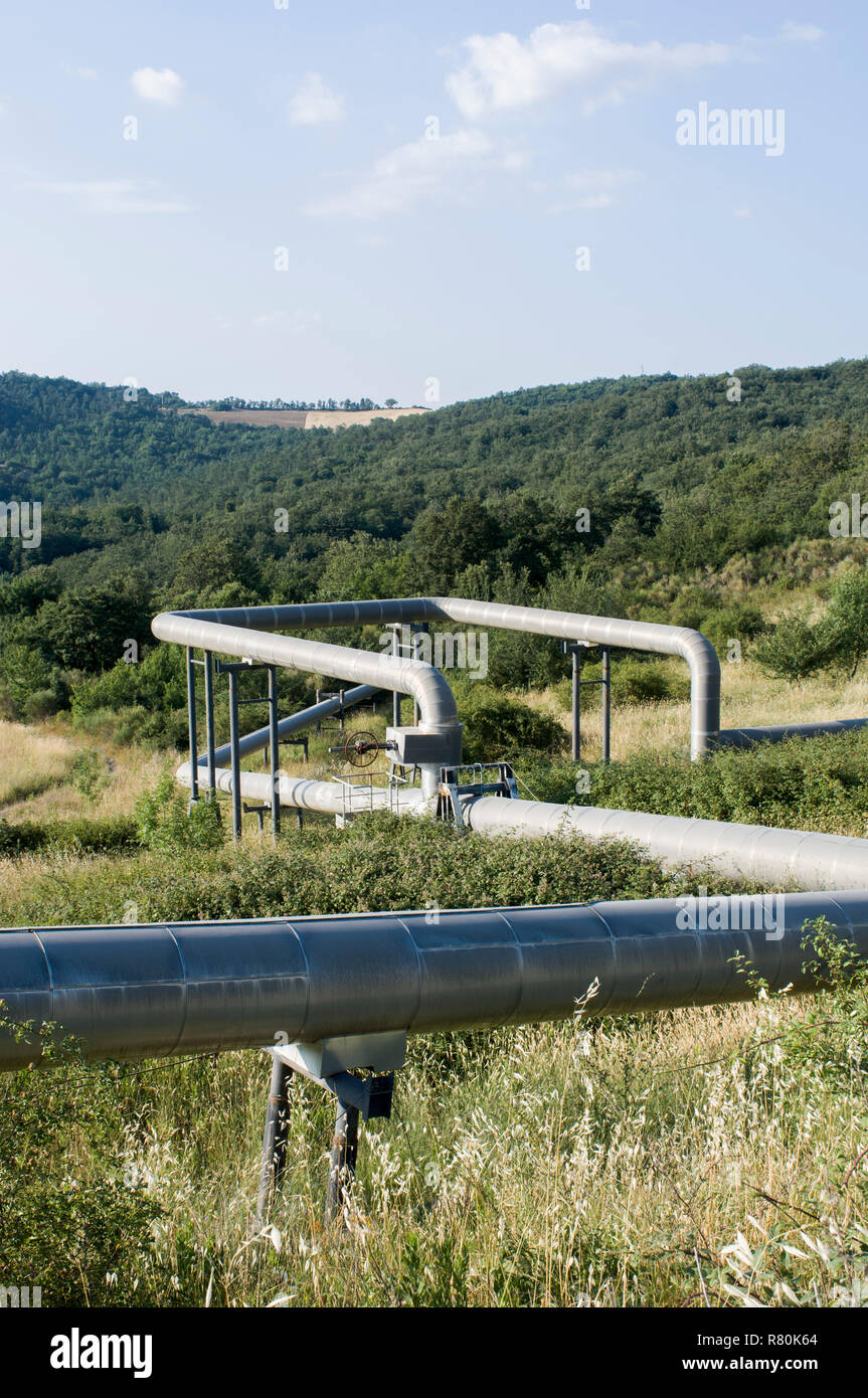 Large pipes are led through nature, Tuscany, Italy Stock Photo - Alamy