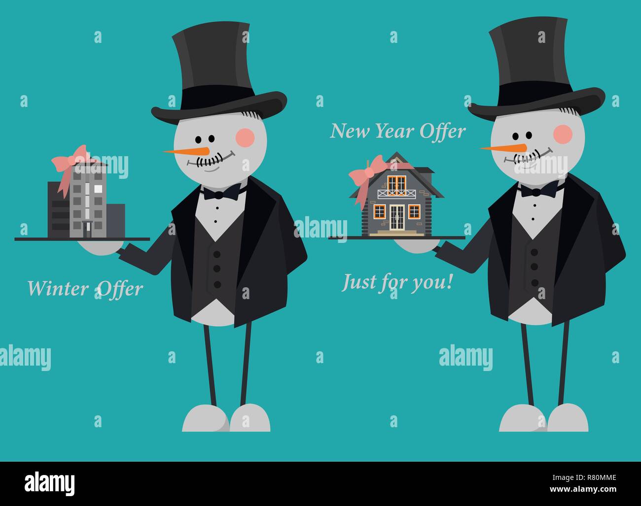 Building a snowman in the country Stock Vector Images - Alamy