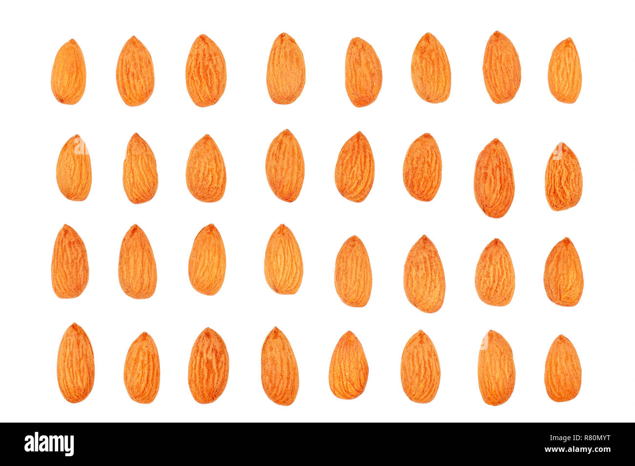 Shelled almonds collection isolated on white background Stock Photo - Alamy