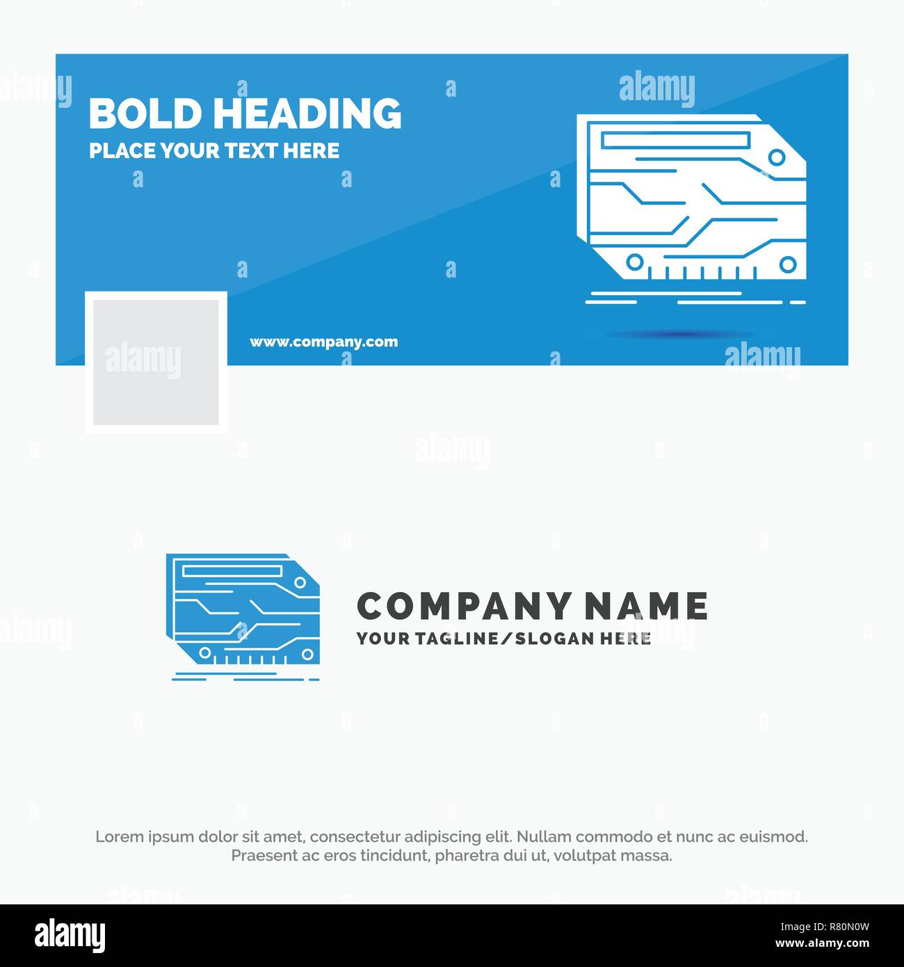 Blue Business Logo Template for card, component, custom, electronic ...