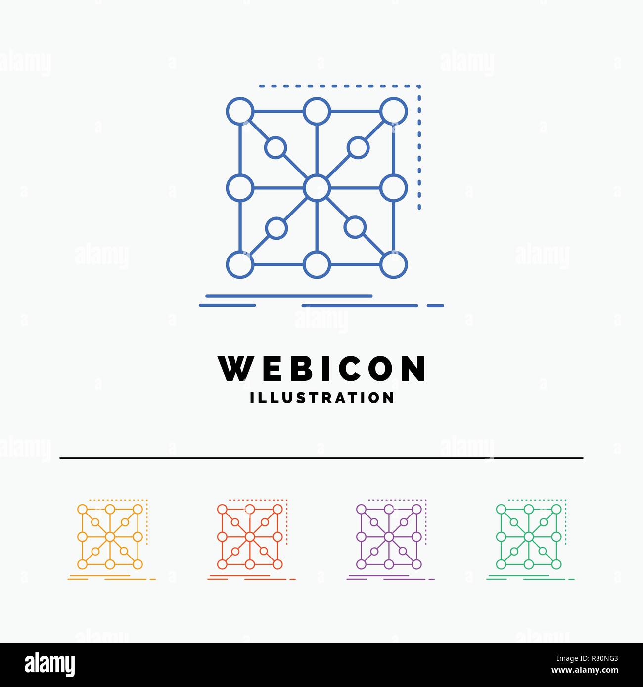 Data Framework App Cluster Complex 5 Color Line Web Icon Template Isolated On White Vector