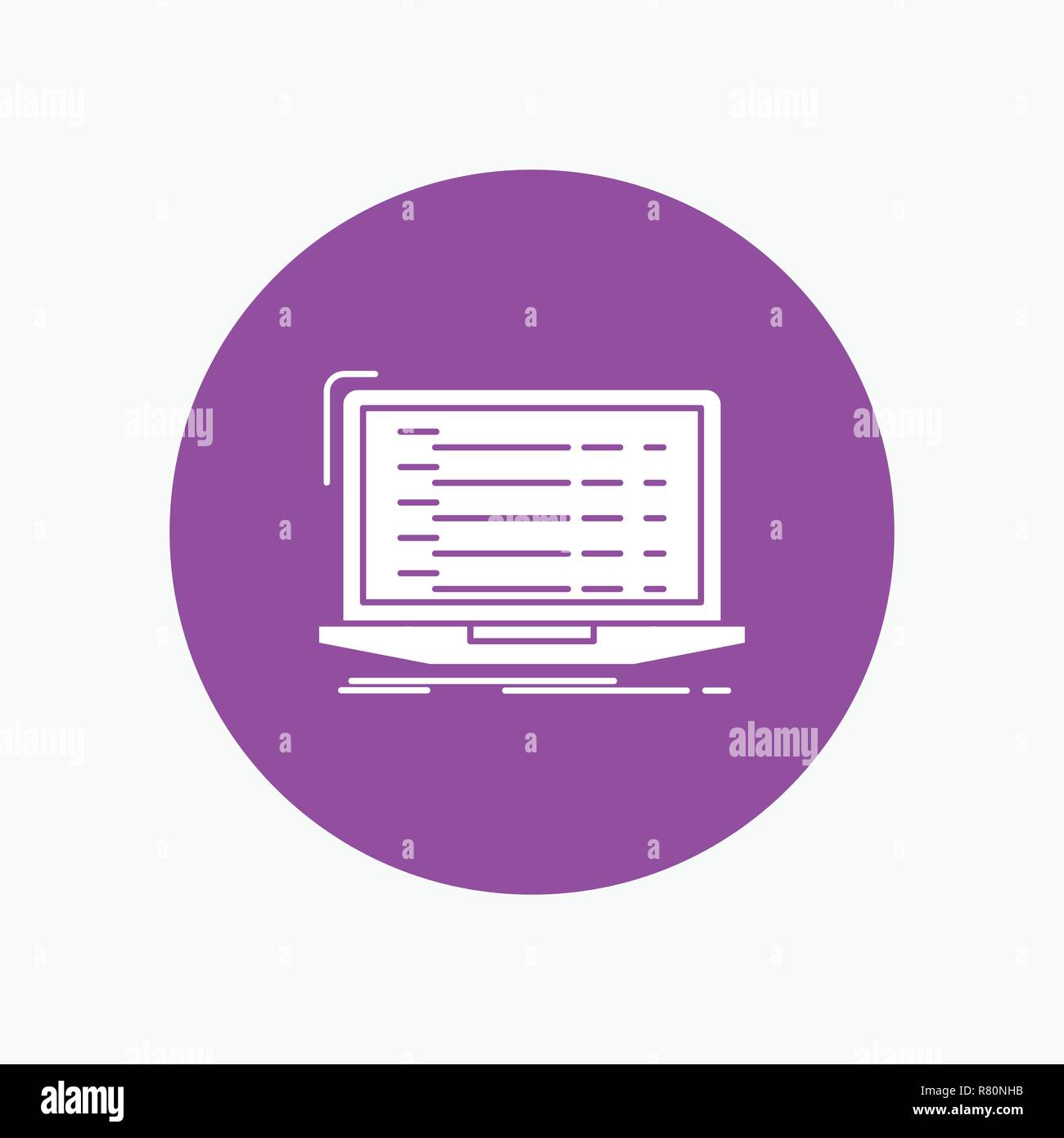 Api App Coding Developer Laptop White Glyph Icon In Circle Vector