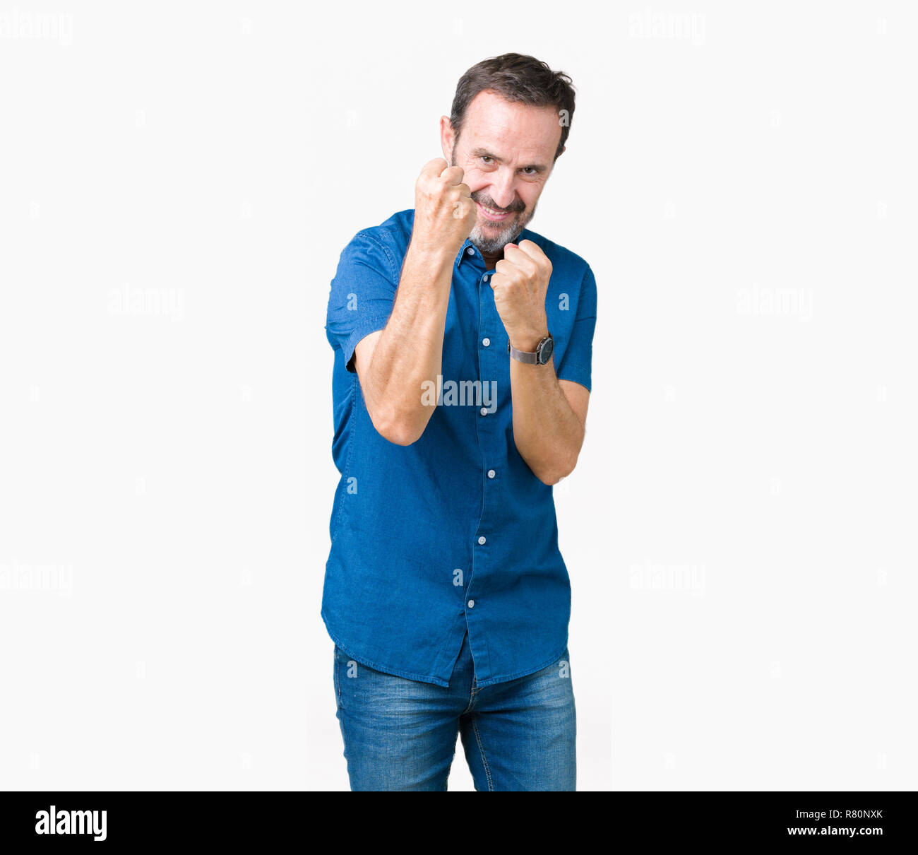 Old business man fighting pose hi-res stock photography and images - Alamy