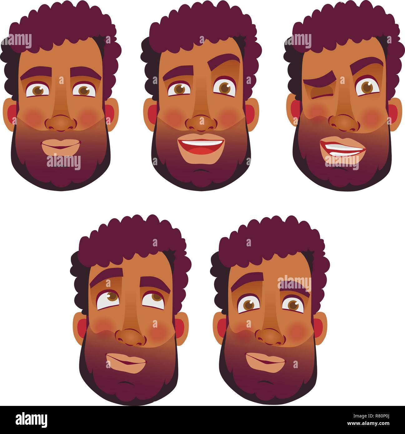 Face of African man. Vector illustration set Stock Vector Image & Art ...