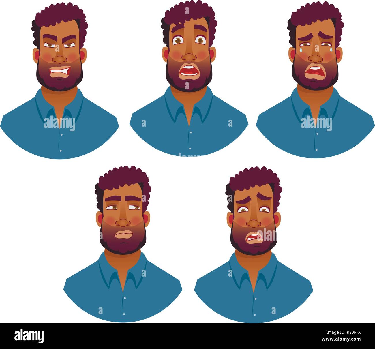 Portrait of african man. Vector illustration set Stock Vector Image ...