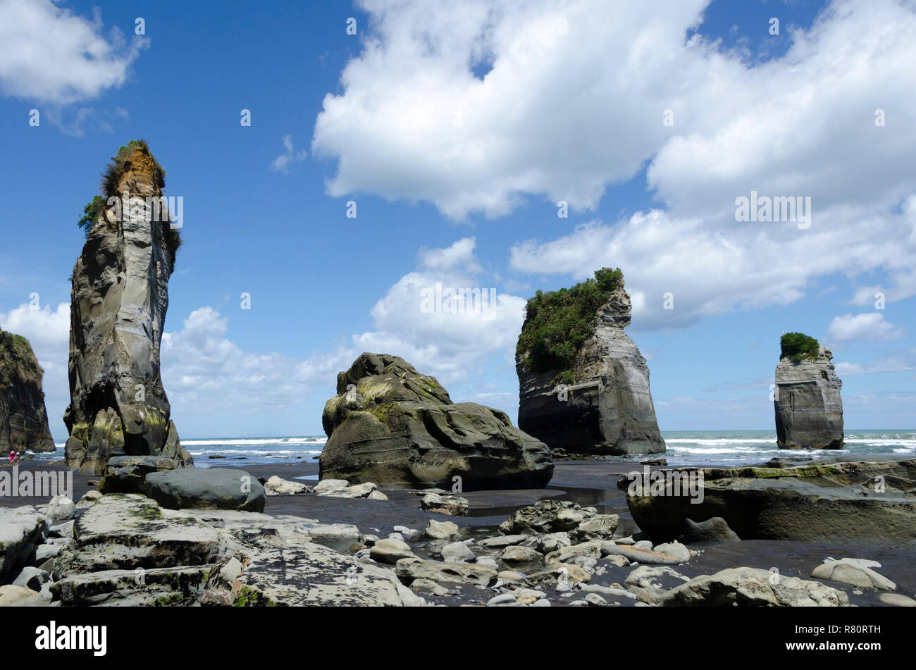 Rock pillars, Three Sisters, Tongaporutu, Taranaki, North Island, New ...