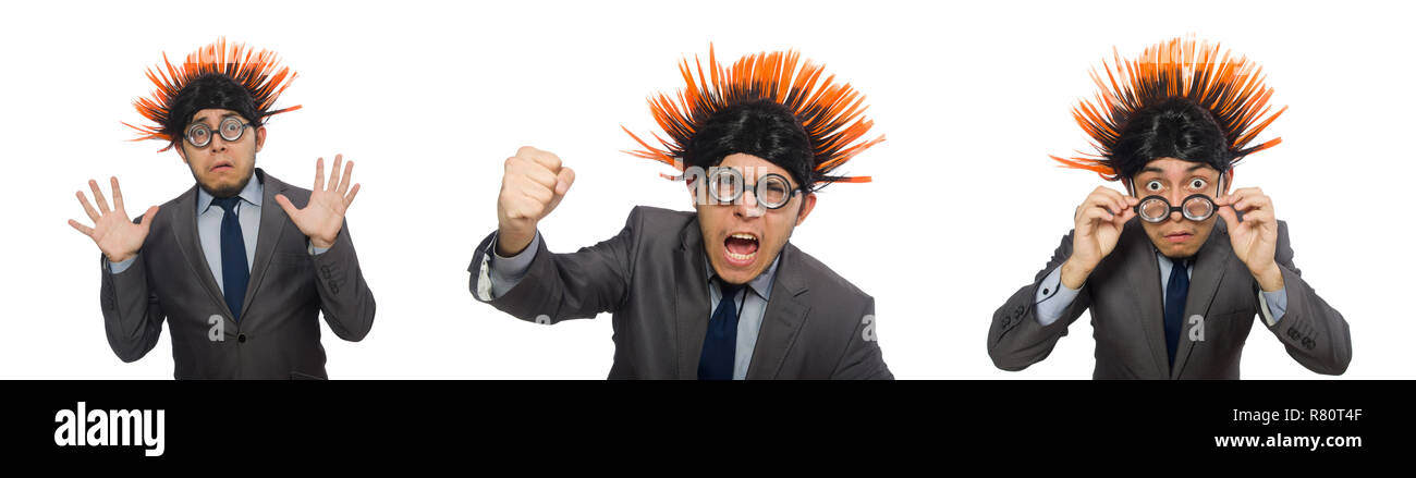 Funny man with mohawk hairstyle Stock Photo - Alamy