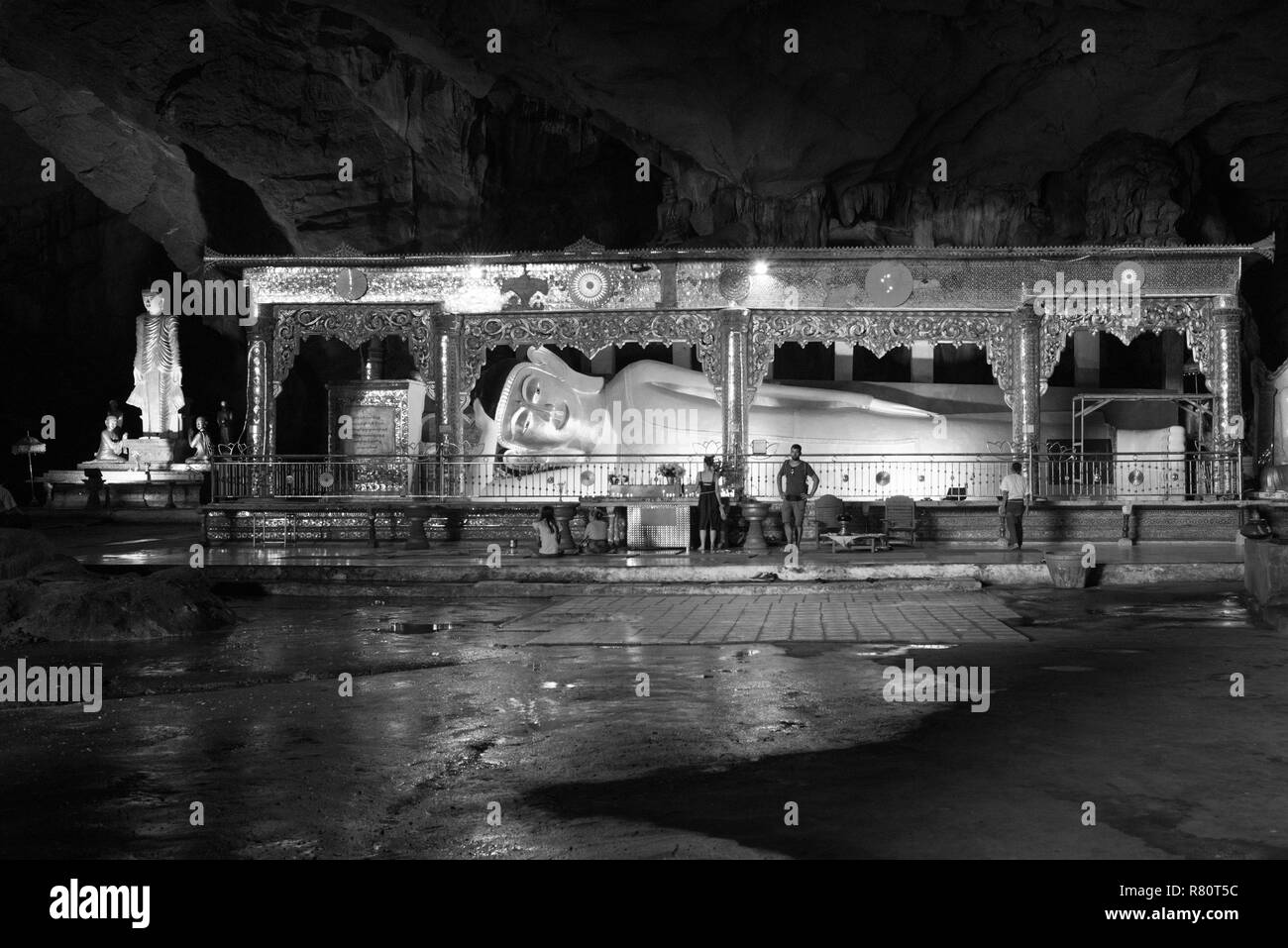 HPA-AN, MYANMAR - 19 NOVEMBER, 2018: Black and white picture of huge ...
