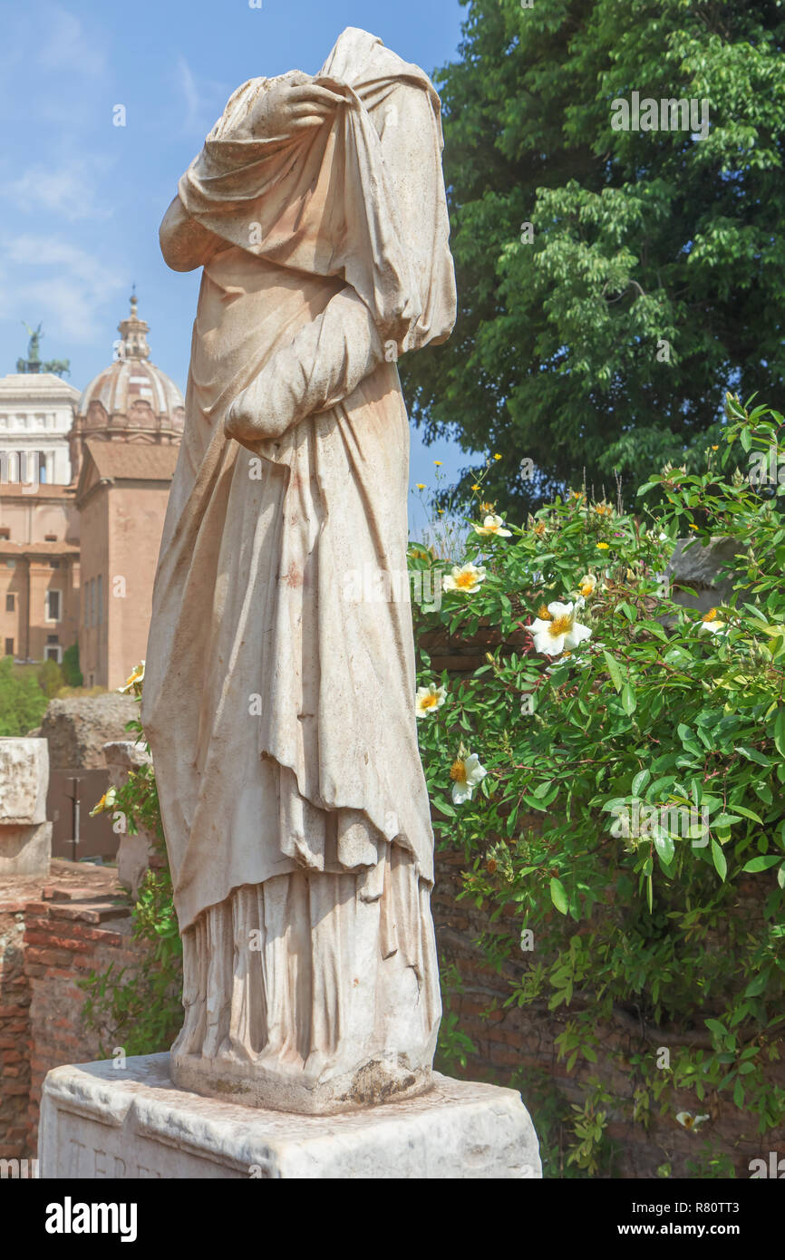 Roman statue without head at House of the Vestals in Forum Romanum ...