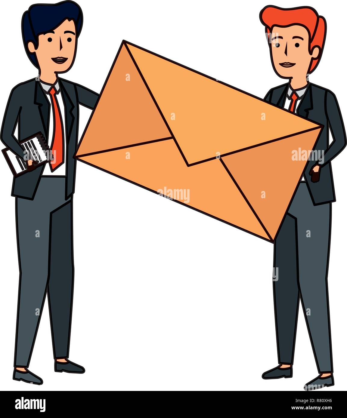 elegant businessmen with envelope characters vector illustration design ...