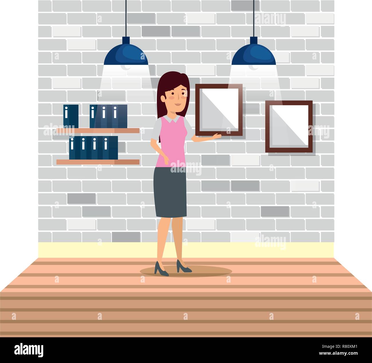 elegant businesswoman in the workplace character vector illustration ...