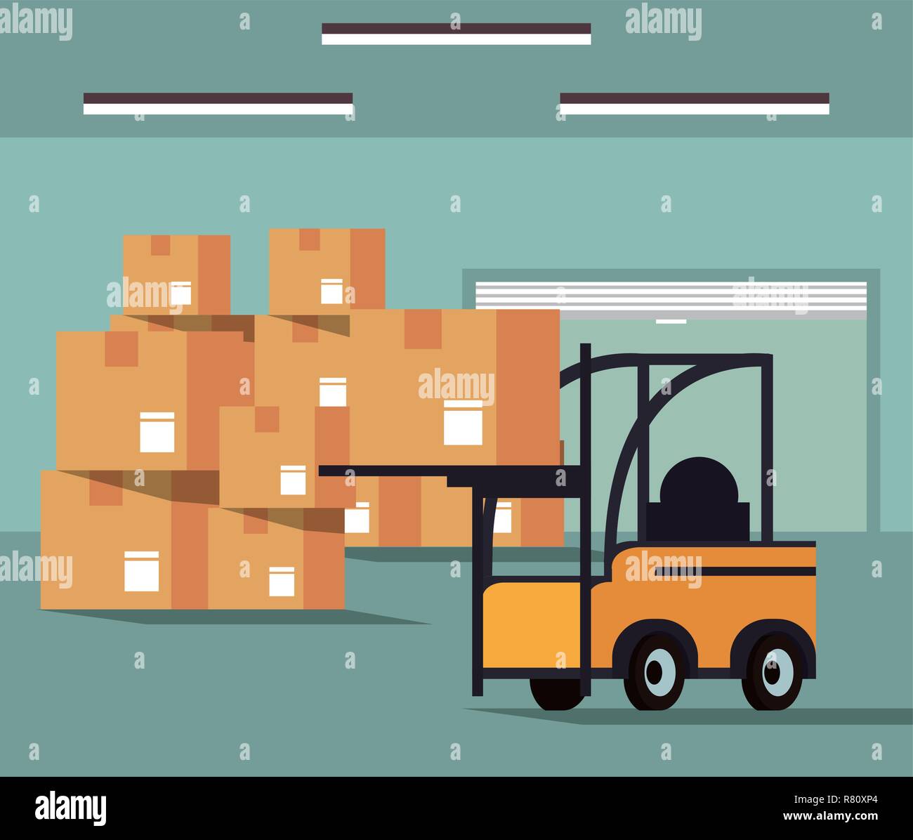 Warehouse interior industrial logistics Stock Vector Images - Alamy