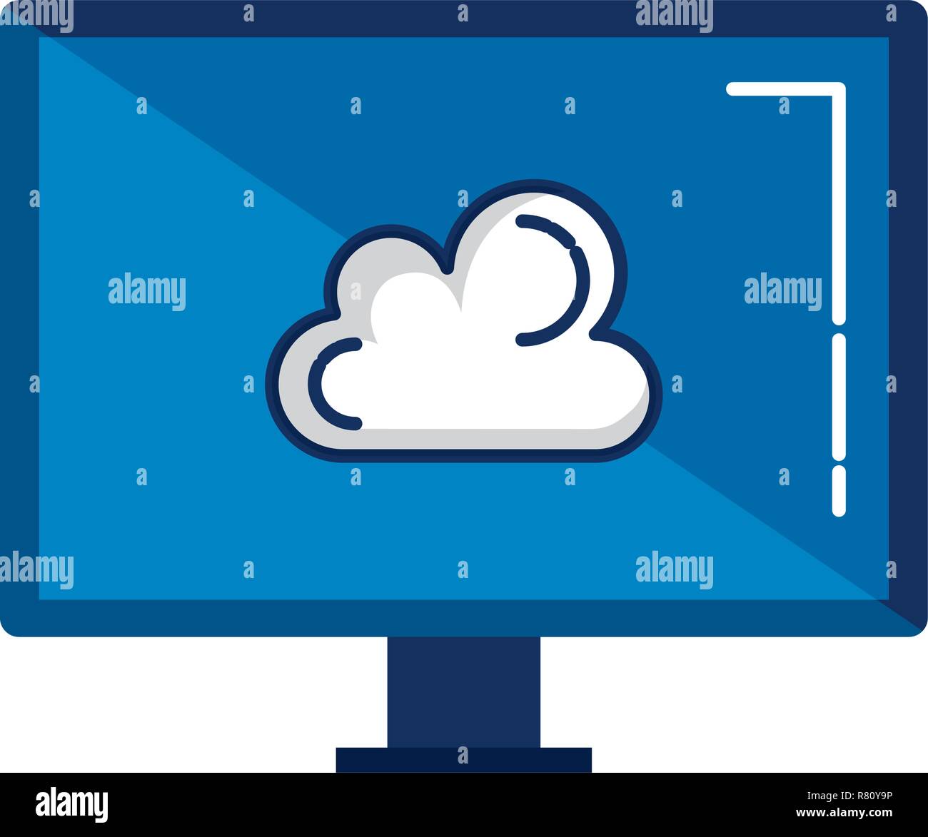 computer desktop with cloud computing vector illustration design Stock ...