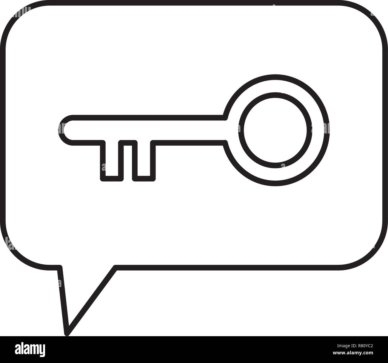 speech bubble with retro key door vector illustration design Stock ...