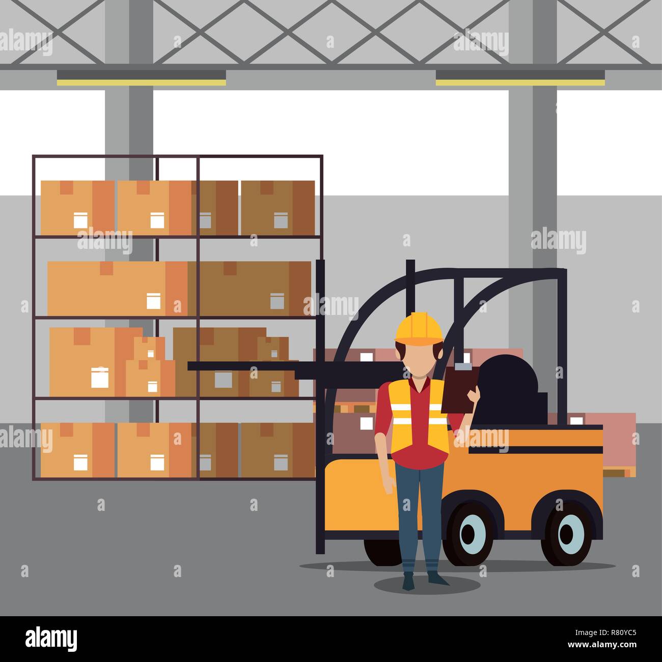 Courier working in warehouse Stock Vector Image & Art - Alamy
