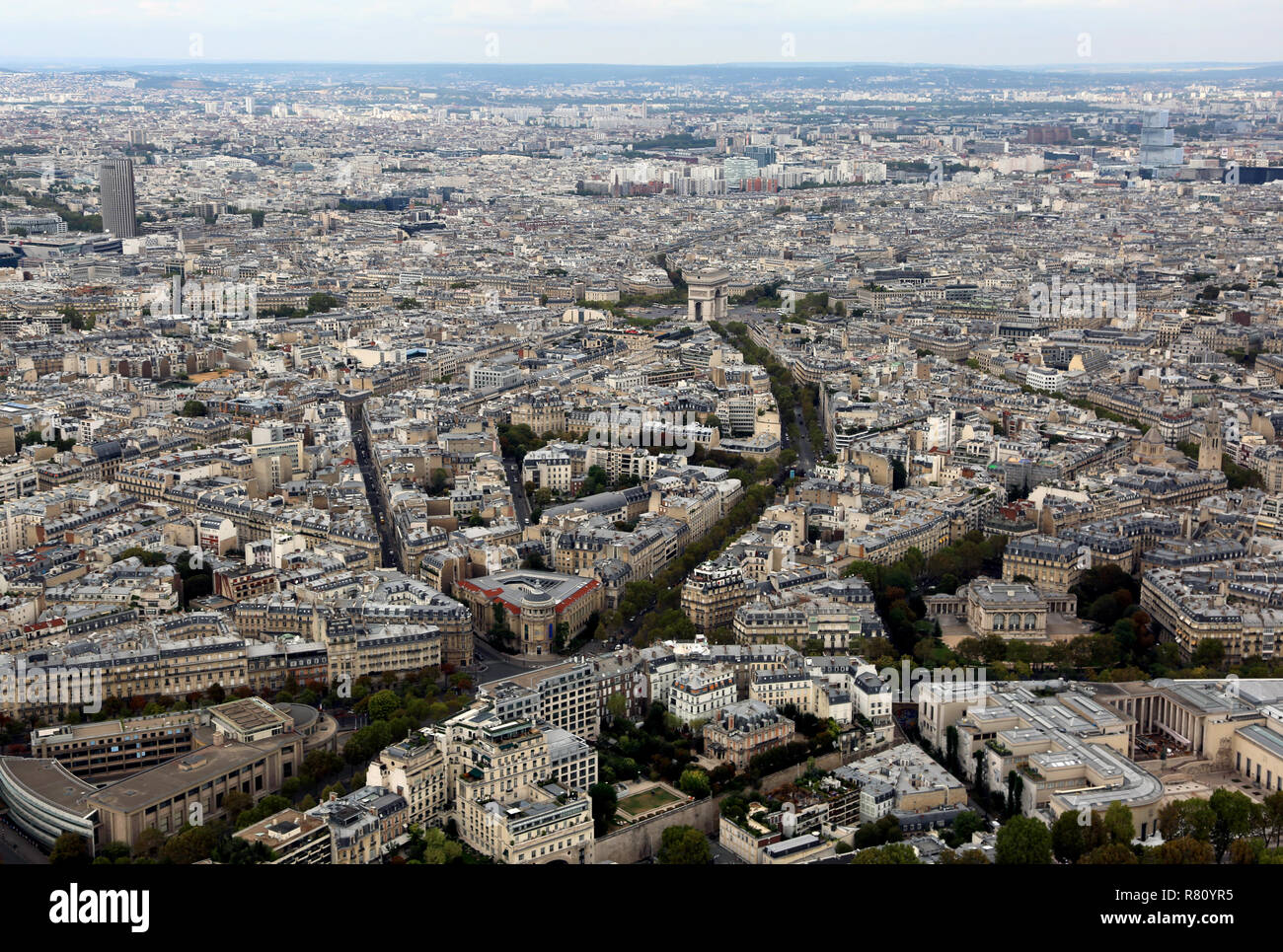 urban panorama of the metropolis of Paris in France from the top of the ...