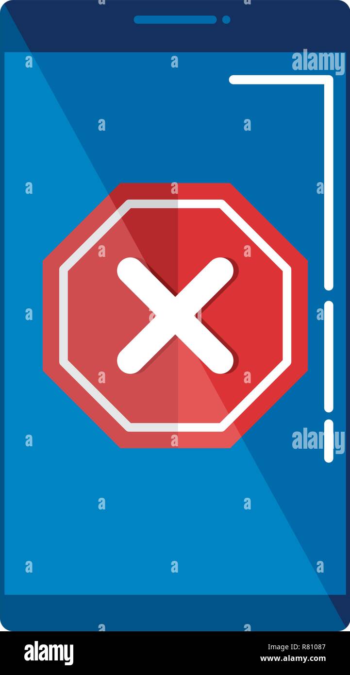 smartphone with denied mark icon vector illustration design Stock ...
