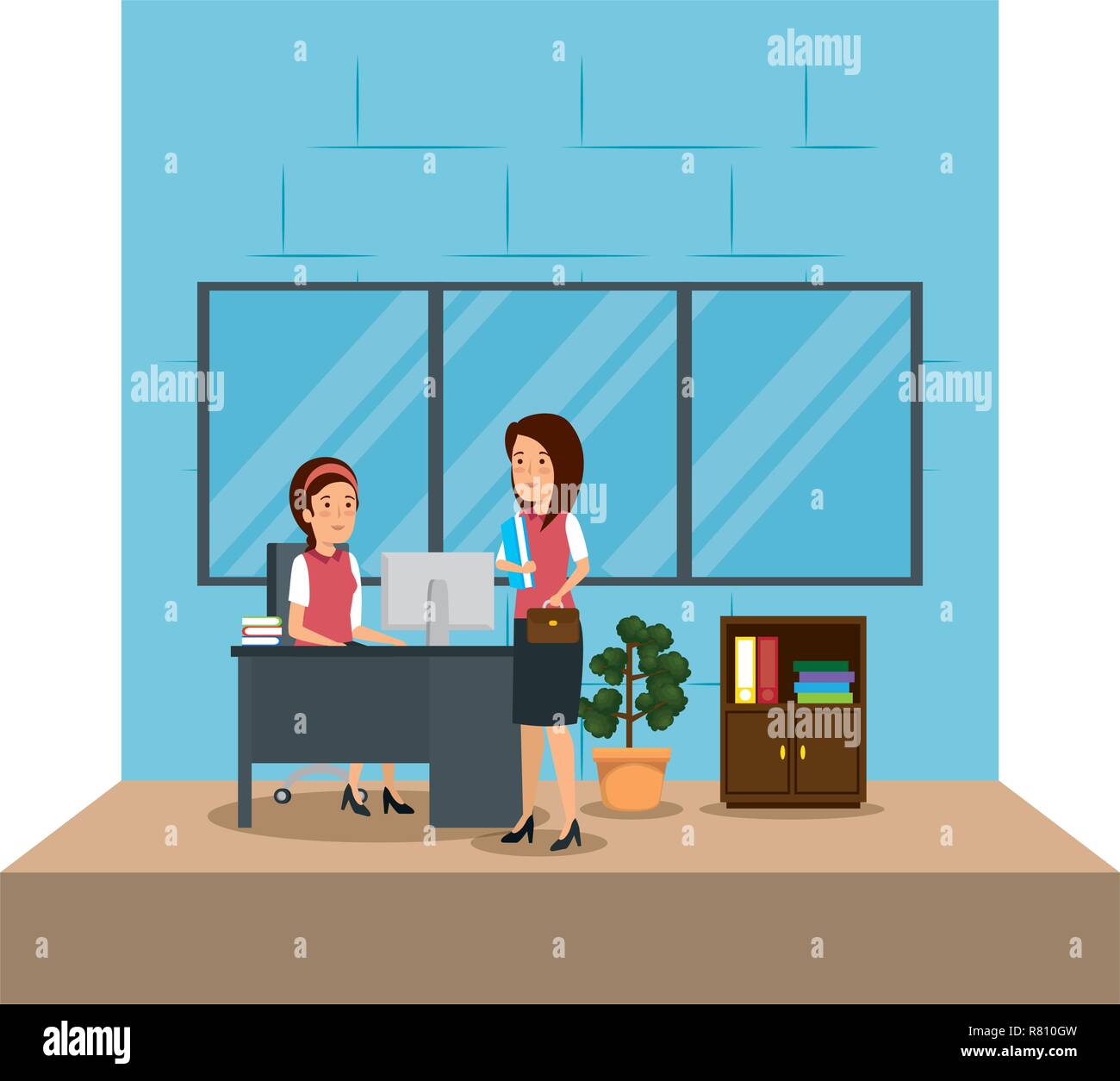 businesswomen in the workplace vector illustration design Stock Vector ...