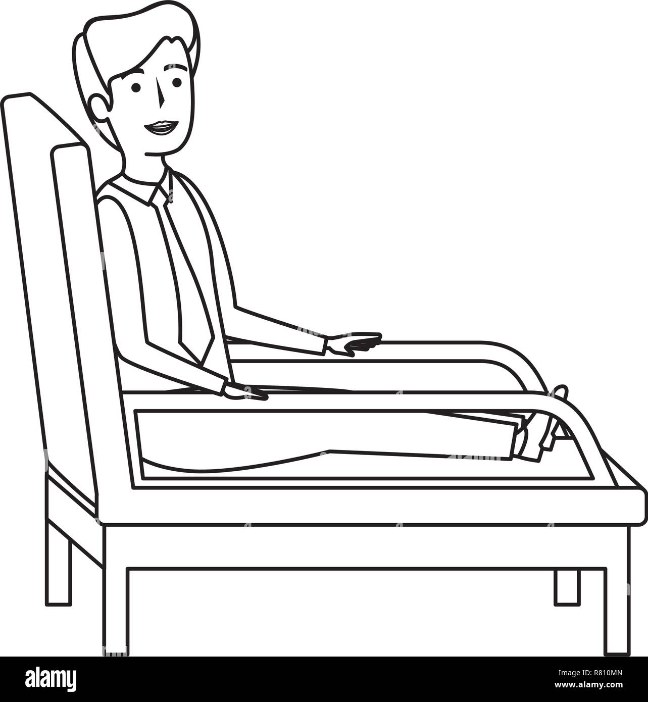 businessman sitting in psychiatrist chair vector illustration design ...