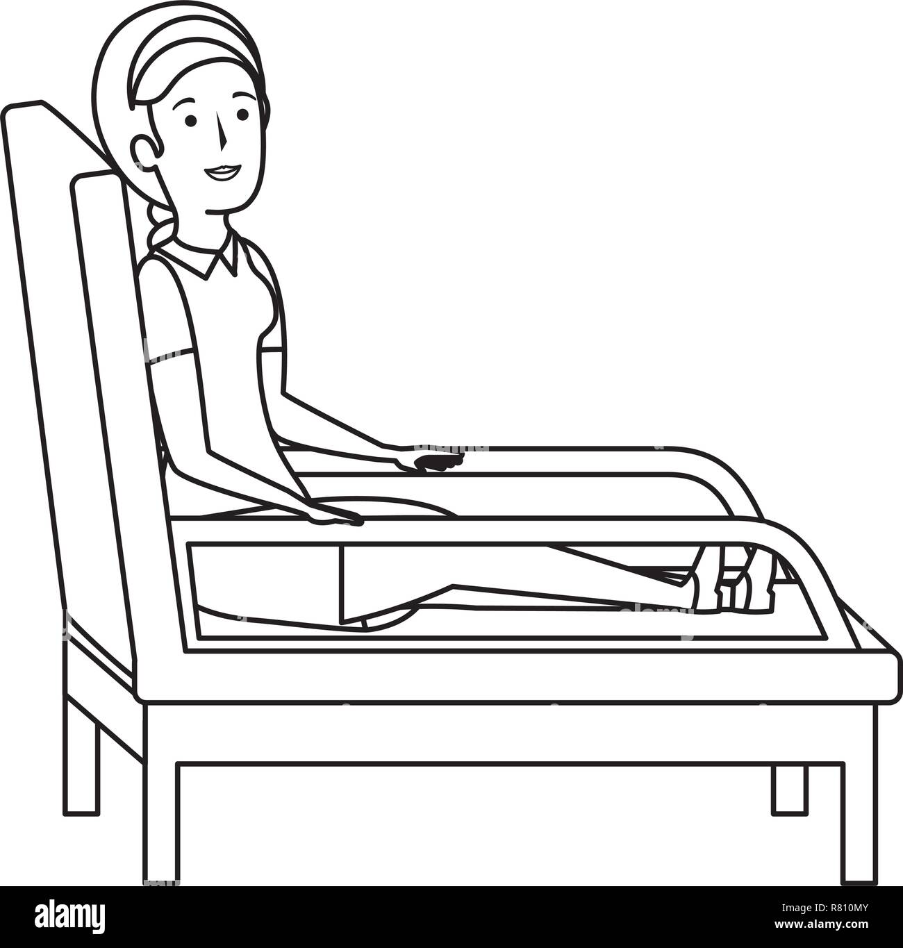 businesswoman sitting in psychiatrist chair vector illustration design ...