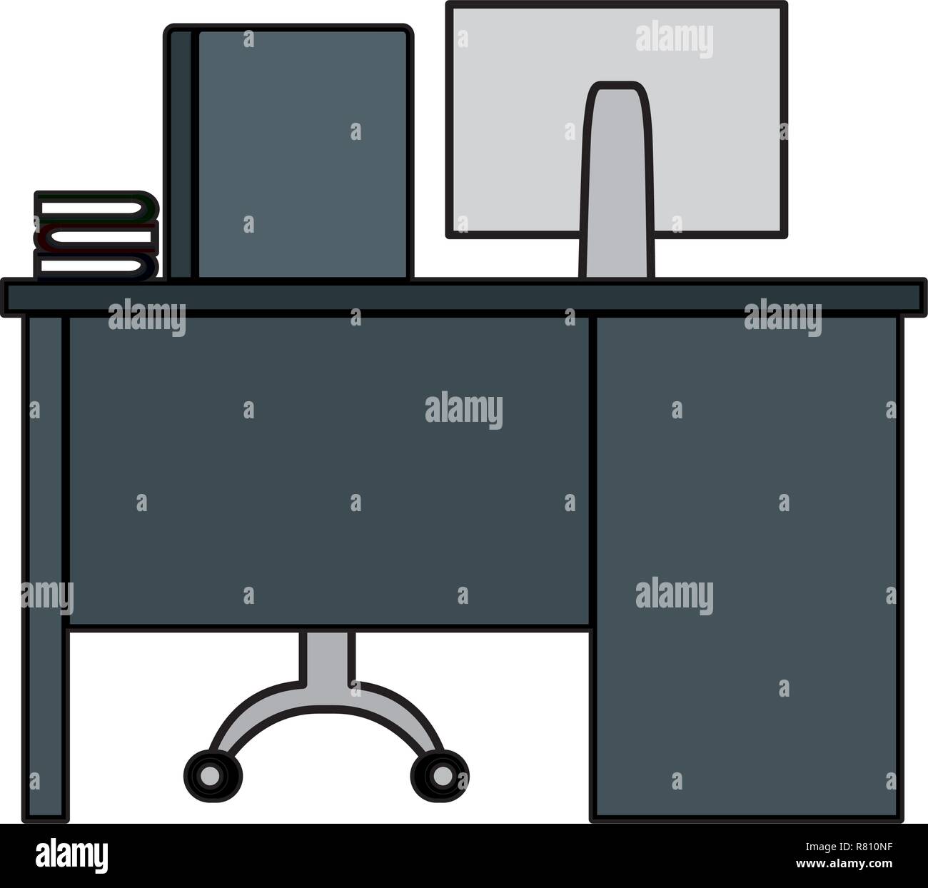 office workplace with desk and desktop scene vector illustration design ...