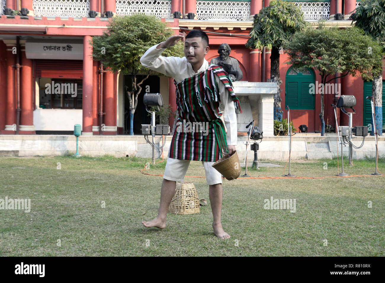 Kolkata`, India. 11th Dec, 2018. Lepcha men perform Lepcha traditional ...