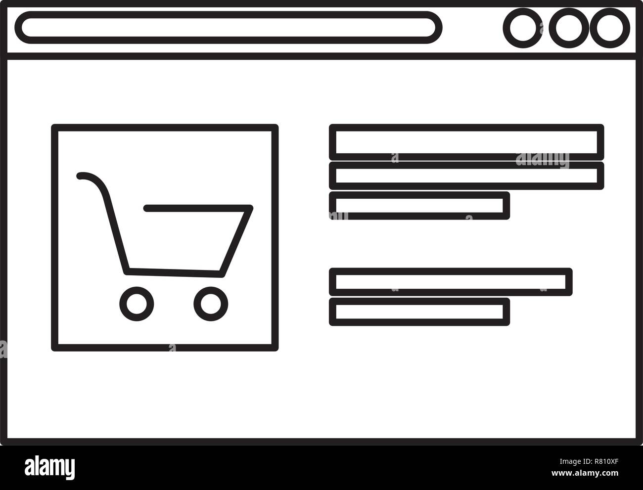 template webpage with shopping cart vector illustration design Stock ...