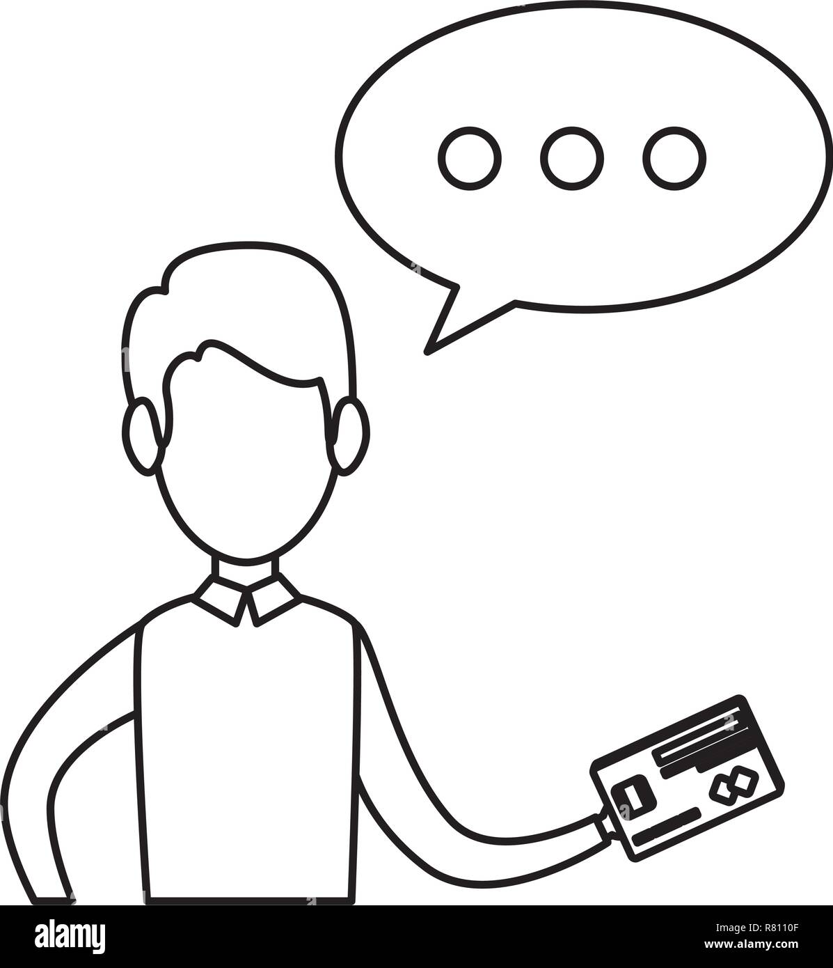 businessman with credit card and speech bubble vector illustration ...
