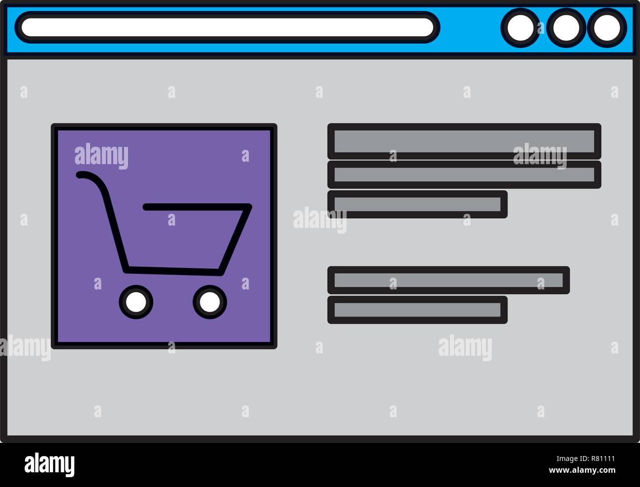 template webpage with shopping cart vector illustration design Stock ...
