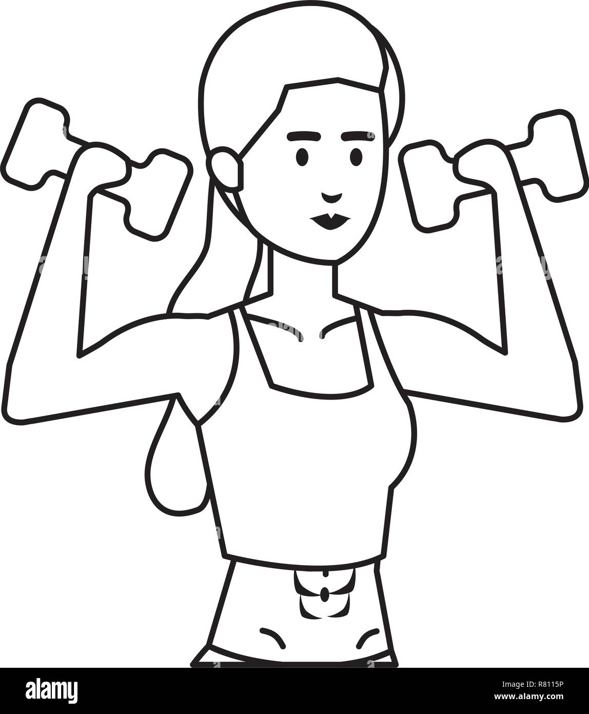 Strong Woman Cartoon Black And White