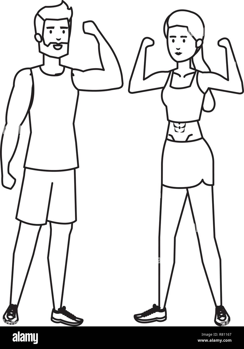 strong couple lifting weight vector illustration design Stock Vector ...