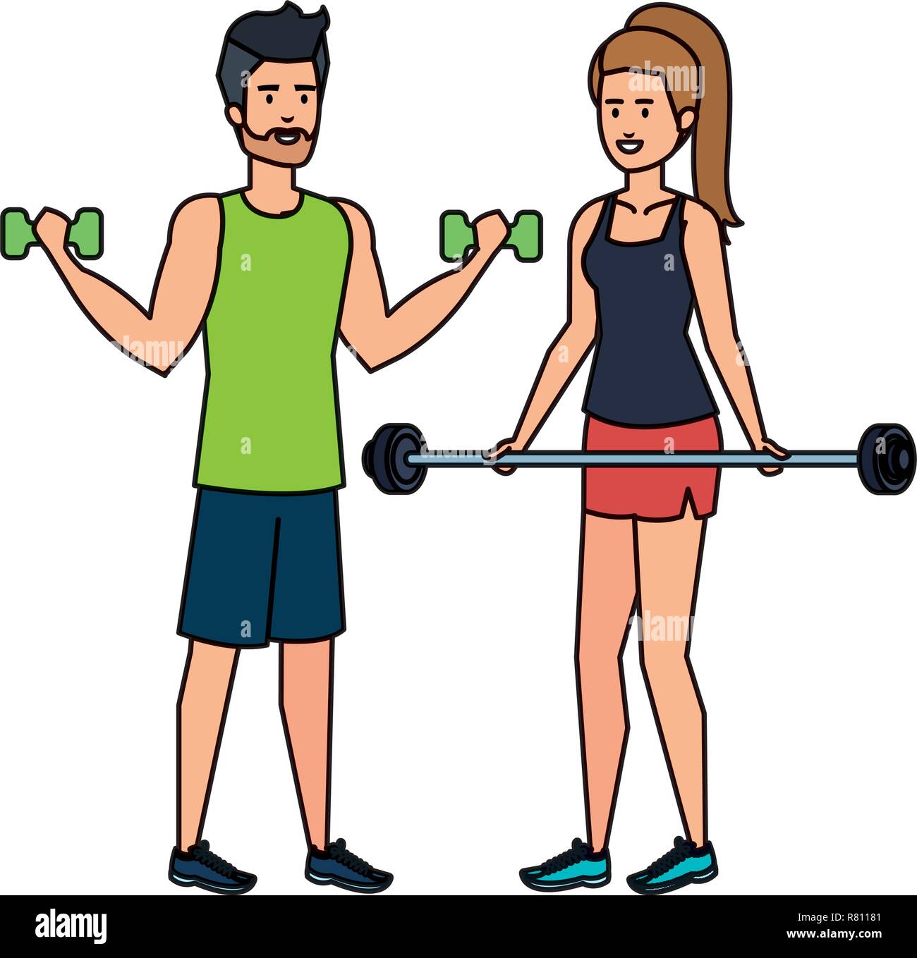 strong couple lifting weight vector illustration design Stock Vector ...