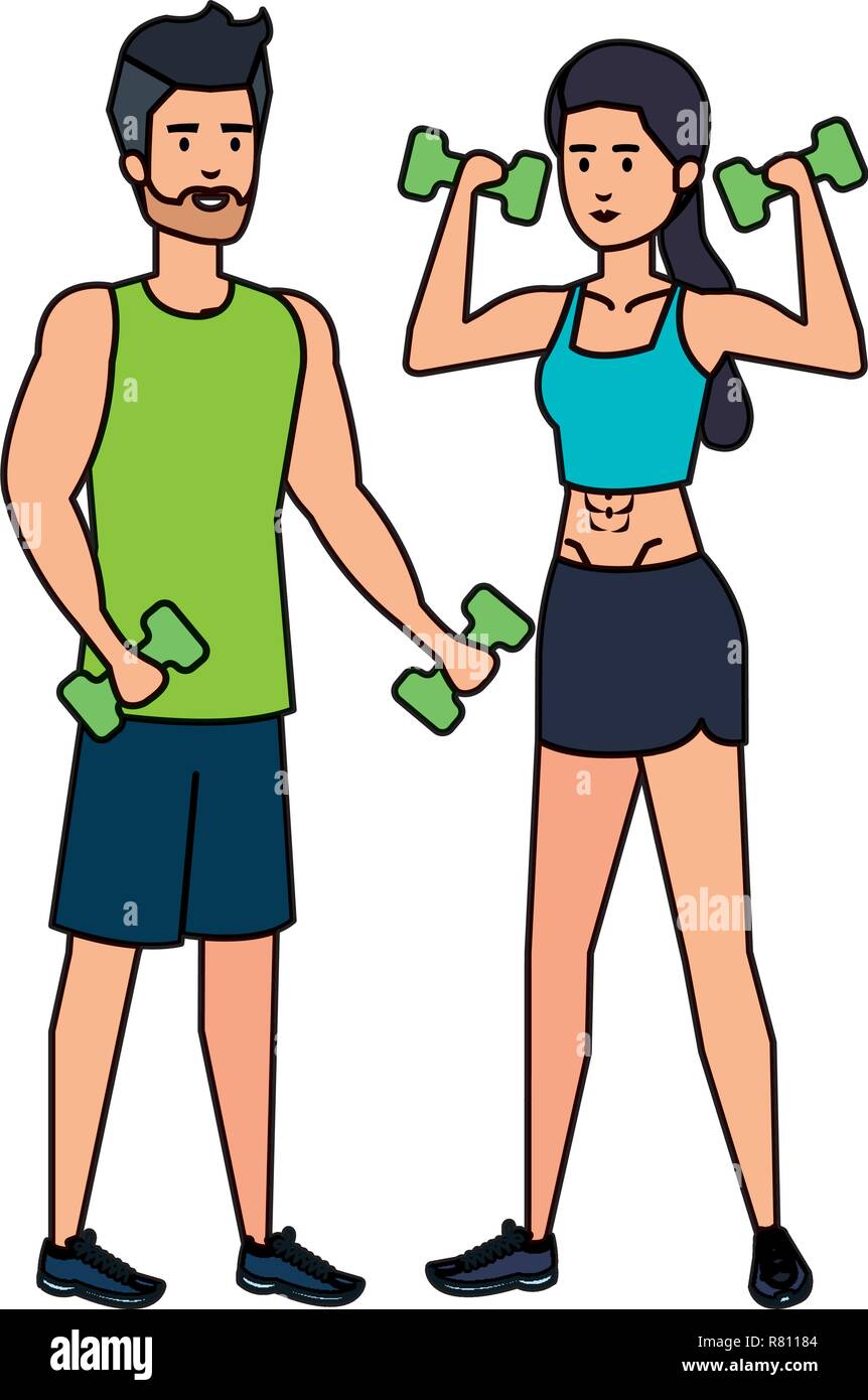 strong couple lifting weight vector illustration design Stock Vector ...