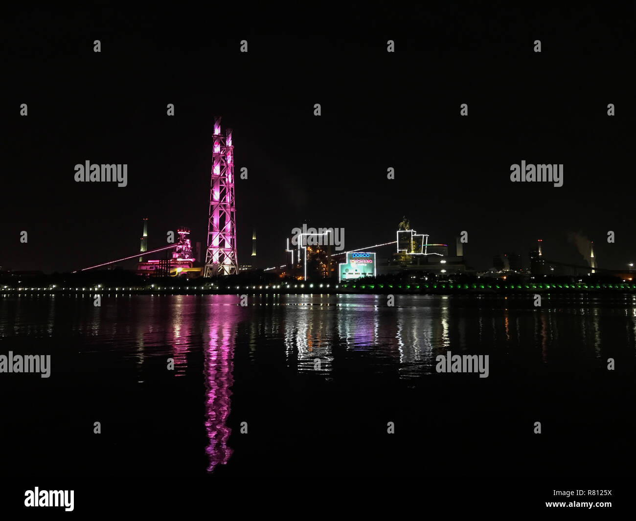 Posco factory in the night. Pohang city. South Korea Stock Photo - Alamy