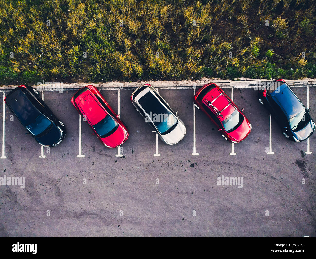 View from above car parking full vehicles Stock Photo - Alamy