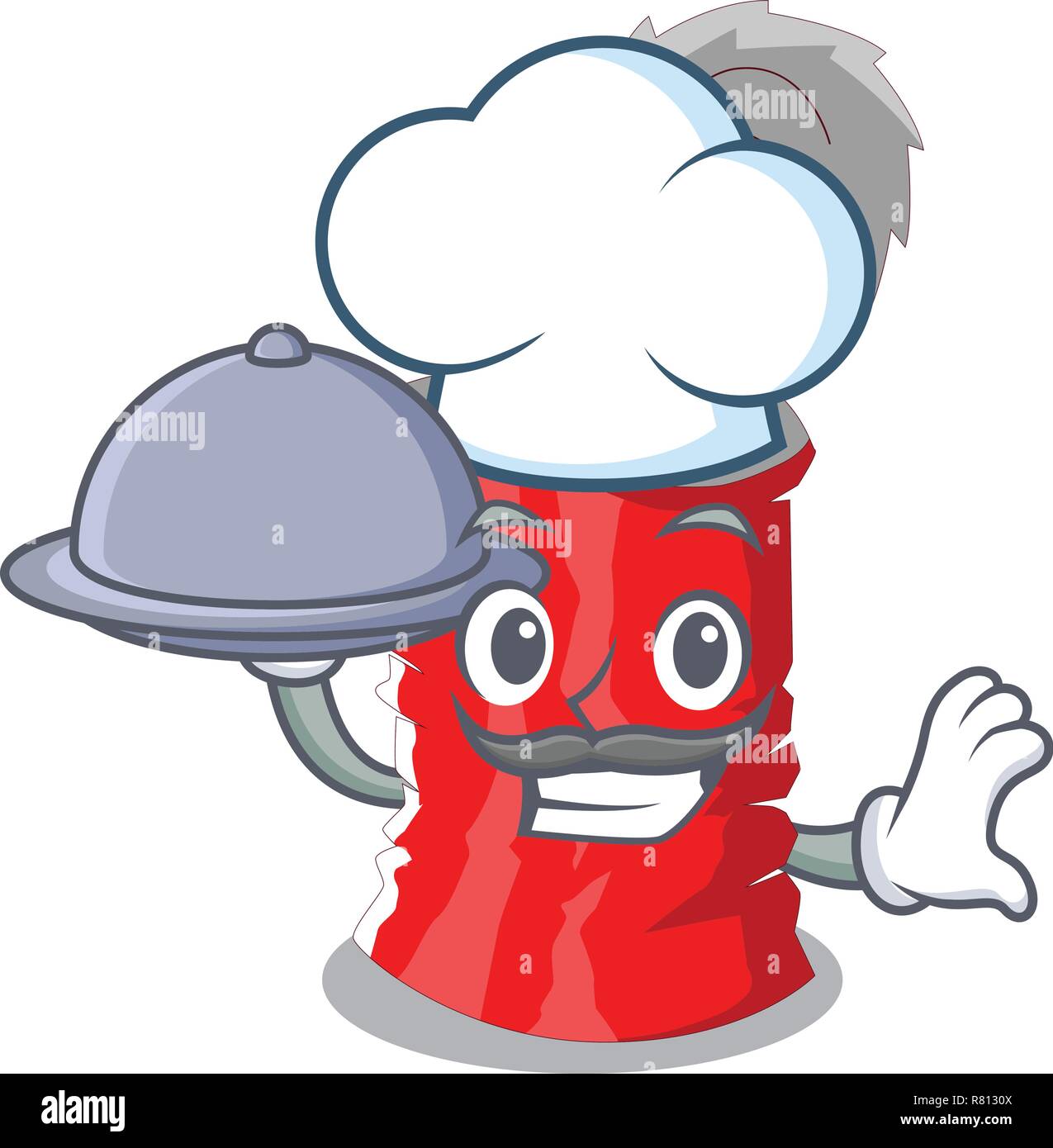 Chef with food set of metallic tin can cartoon Stock Vector Image & Art ...