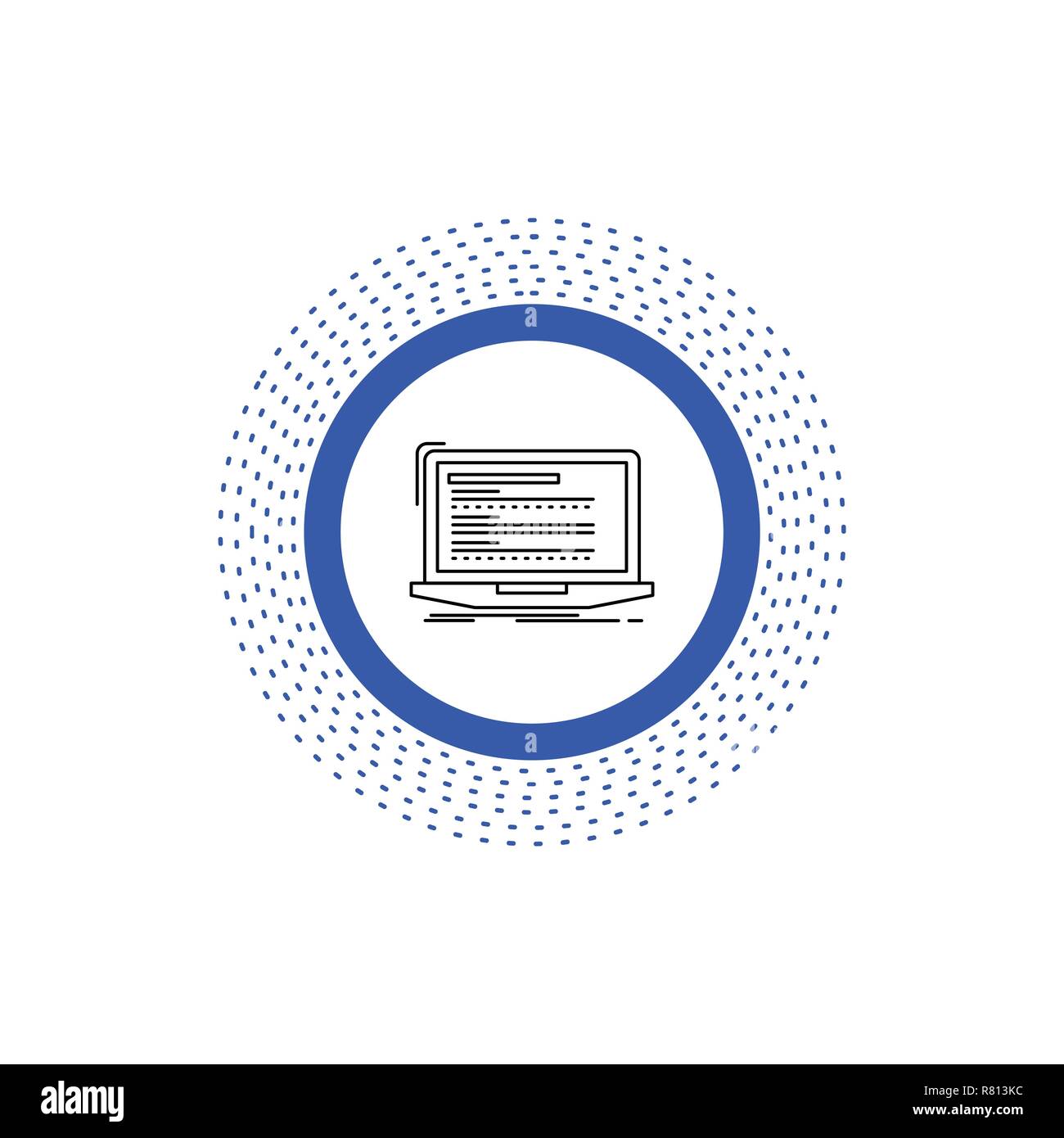 Code Coding Computer Monoblock Laptop Line Icon Vector Isolated Illustration Stock Vector