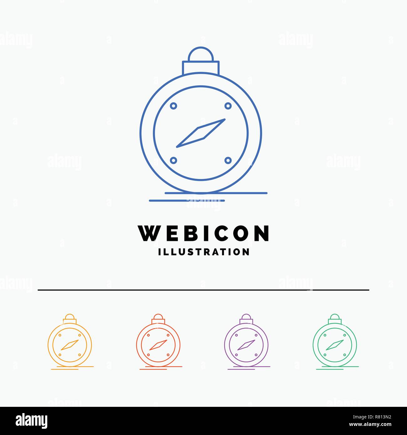 Compass Direction Navigation Gps Location 5 Color Line Web Icon