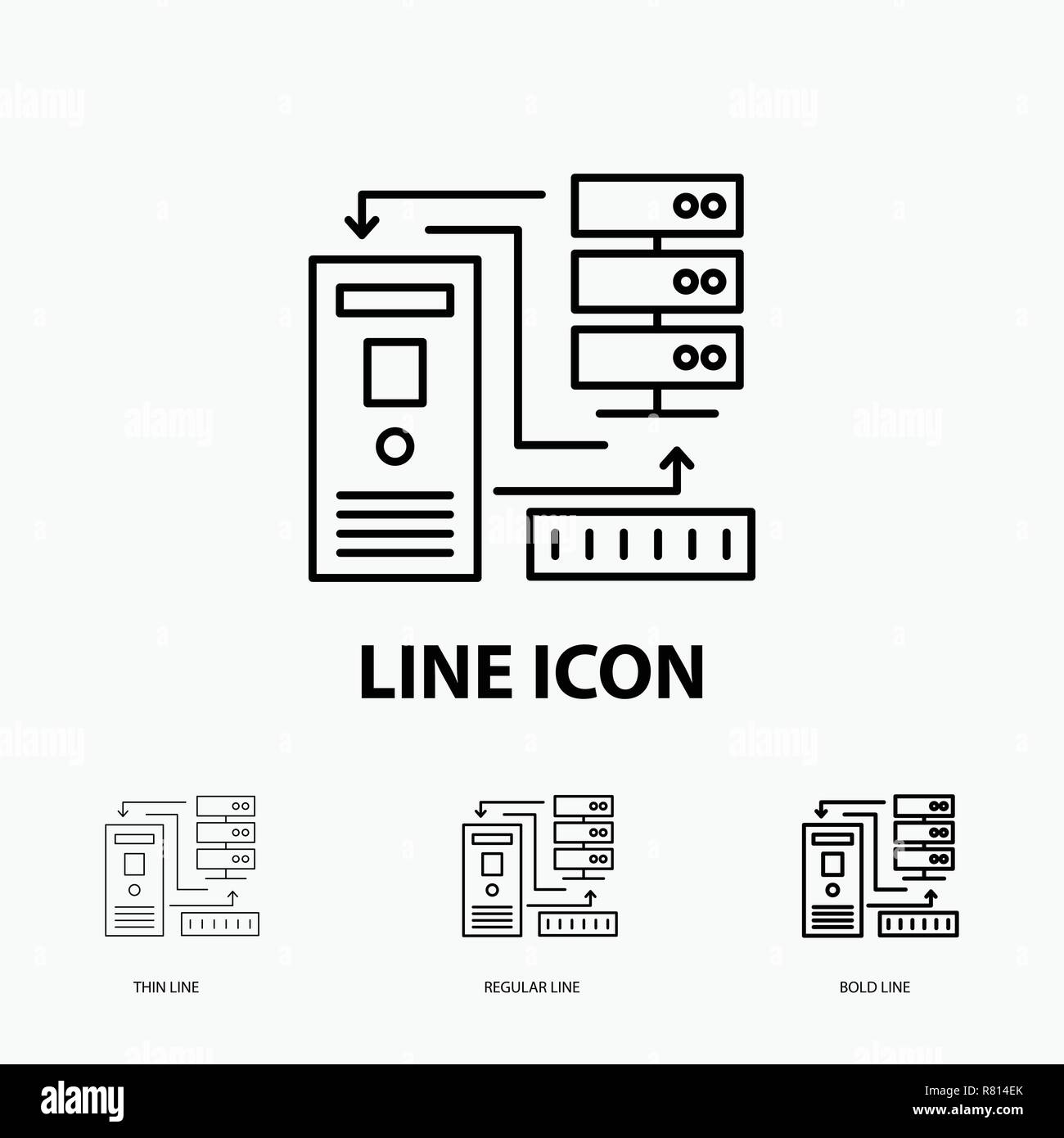 Combination Data Database Electronic Information Icon In Thin Regular And Bold Line Style