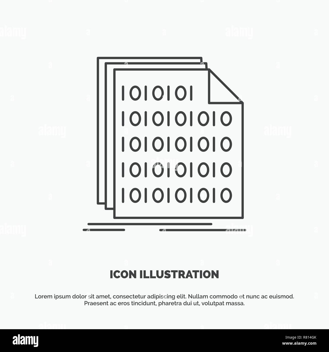 Binary, code, coding, data, document Icon. Line vector gray symbol for ... Binary, code, coding, data, document Icon. Line vector gray symbol for ...